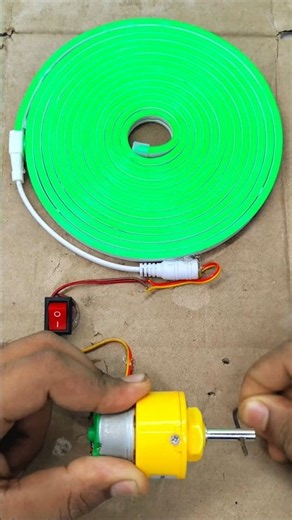 Neon Strip Light Powering Metel Gear DC Motor | DC Motor Experiment