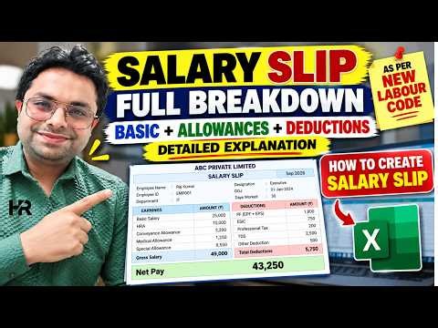 How to Create a Salary Slip in Excel | Salary Components, Deductions & New Labour Code