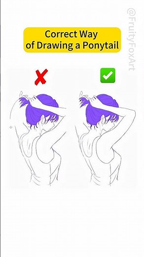 Correct way of drawing a Ponytail #anime #tutorial