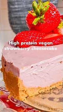 No Bake Strawberry Cheesecake 🍓Vegan, Gluten-Free, and High-Protein!
