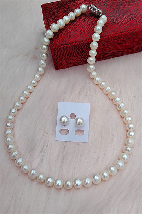 Original Fresh Water Pearl Necklace Golden South Sea Pearls White Colo