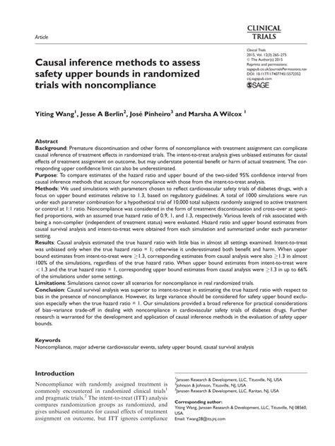 Pdf Causal Inference Methods To Assess Safety Upper Bounds In