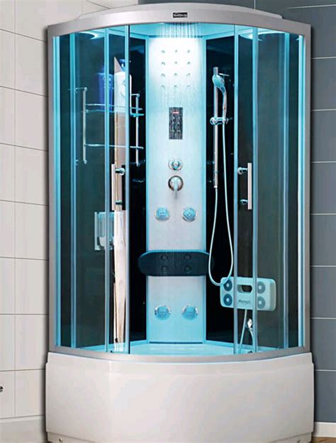 Quadrant Steam Shower Cubicle Enclosure Bath Cabin Room Black 900 900mm