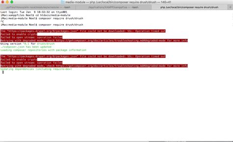 drupal packages json could not be downloaded ssl