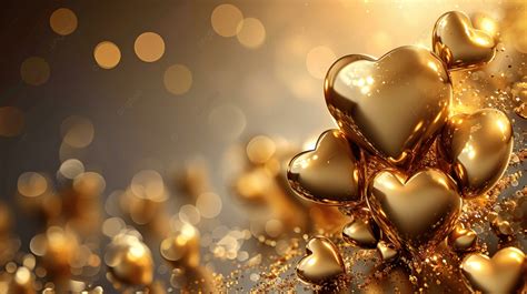 خلفية عيد الحب الأنيقة مع ناقلات قلوب ذهبية واقعية قلب ذهبي احب الذهب