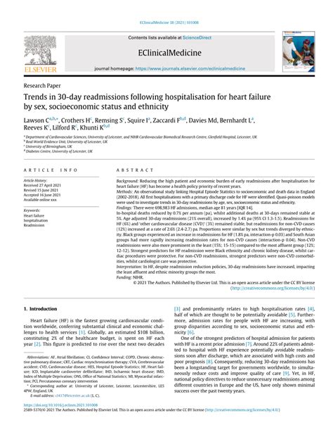 Pdf Trends In 30 Day Readmissions Following Hospitalisation For Heart