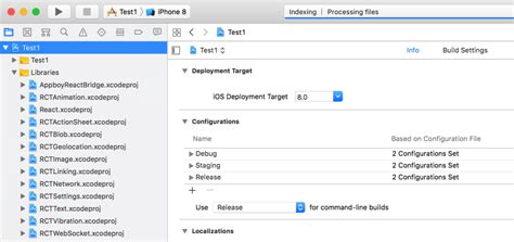 xcode react native build with own configuration in wrong build