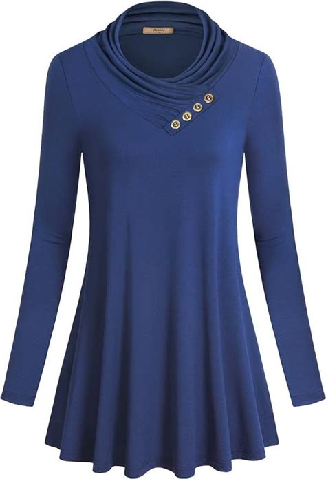 Miusey Womens Long Sleeve Cowl Neck Form Fitting Casual Tunic Top