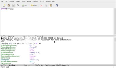 comint python interactive buffer showing completions of the empty