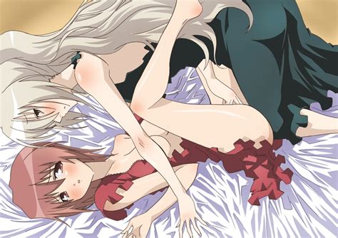 rule 34 2girls aoi nagisa ass blush breasts clothed dress female