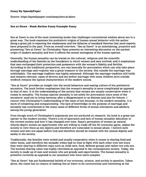 📗 Sex At Dawn Book Review Essay Example