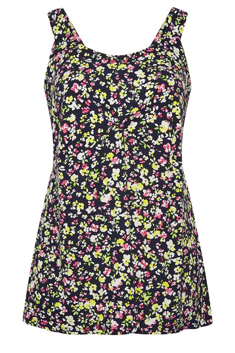 Yours Curve Plus Size Navy Floral Print Vest Top Yours Clothing