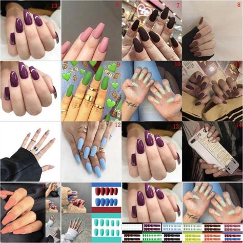 【purpleredto】24 Pcs Set Beauty Women Fashion With Glue Glitter Fake