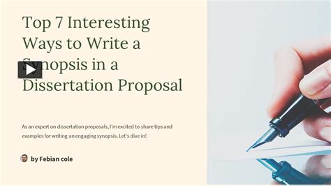 Ppt – Top 7 Interesting Ways To Write A Synopsis In A Dissertation