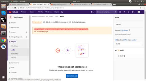 android gitlab ci getting pending status after push on the gitlab