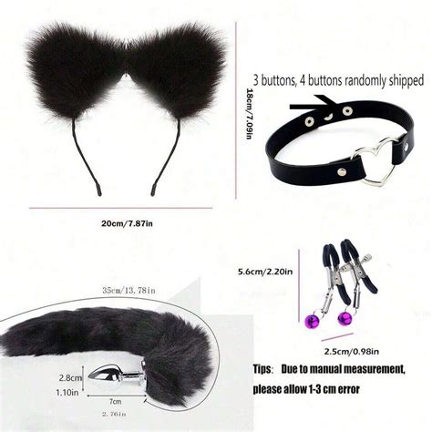 4pcs Set Anal Sex Toys Fox Tail Butt Plug Sexy Plush Cat Ear Headband