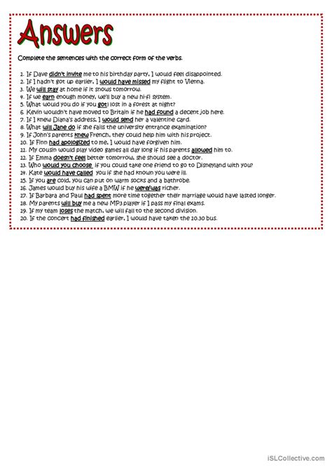 English Worksheets Conditionals Revision Hot Sex Picture