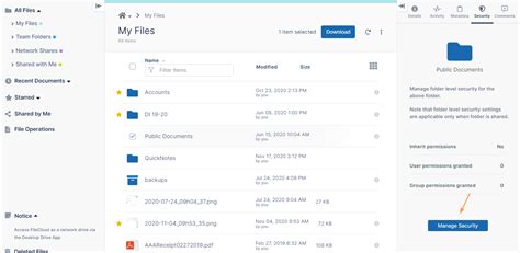 enable folder level permissions filecloud docs online