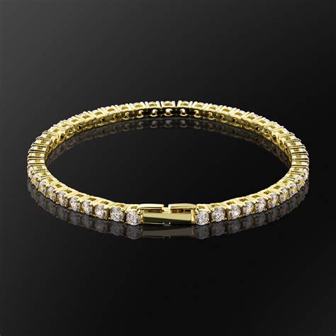 3mm Cz Diamond Tennis Bracelet In 14k Gold For Men Krkc Krkcandco