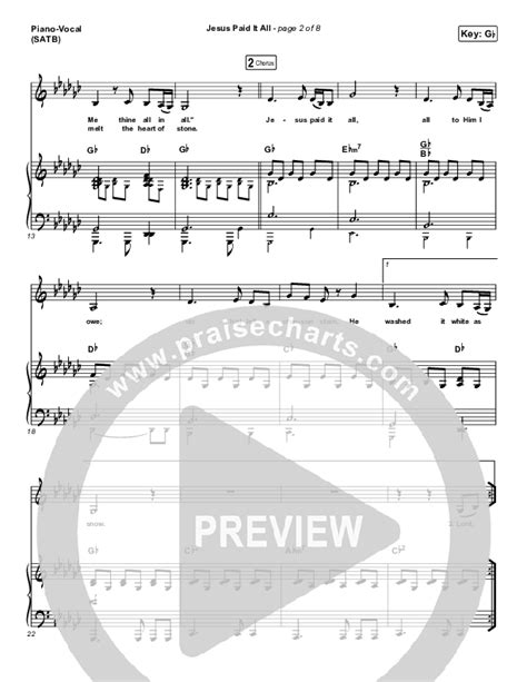 Jesus Paid It All Sheet Music Pdf Kim Walker Smith Worship Circle