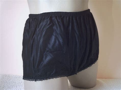 Ladies Sheer Black Vintage Nylon And Lace Trim Panties Knickers Size W