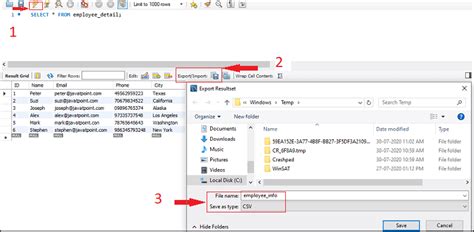 mysql export table to csv javatpoint
