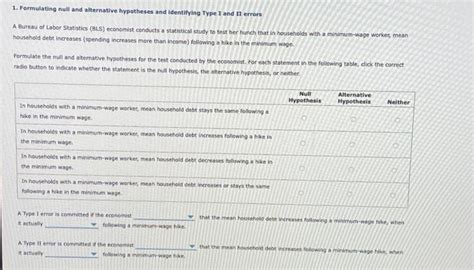 Solved 1 Formulating Null And Alternative Hypotheses And