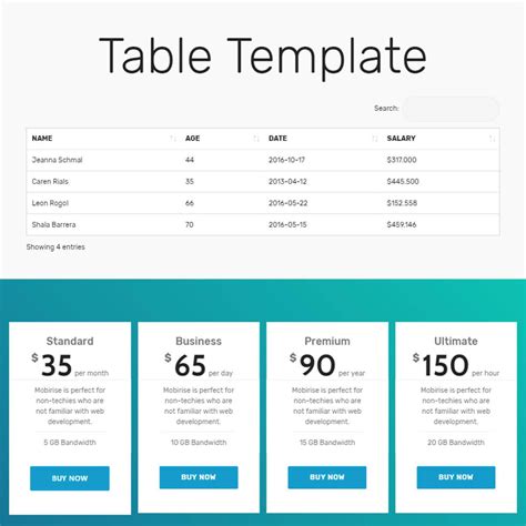 responsive bootstrap table template free download bootstrap
