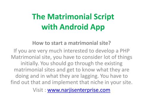 ppt matrimonial script with source code only at narjis enterprise