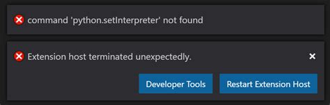 python extension extension host terminated unexpectly