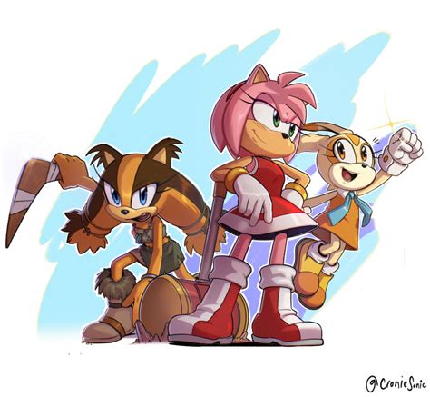 Safebooru 3girls Amy Rose Badger Badger Girl Blue Eyes Brown Eyes
