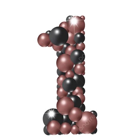 Decoração De Balão De Forma Número Um Com Efeito Glitter Png