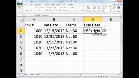 excel right function and date math youtube