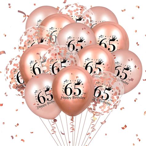 65th Birthday Balloons 18 Pcs Rose Gold Happy 65th Birthday