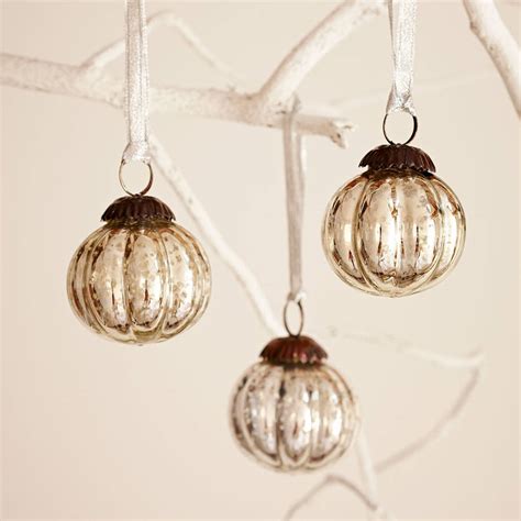 Set Of Three Antique Effect Glass Christmas Baubles By Paper High
