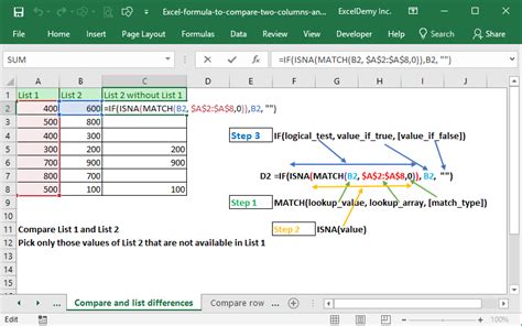 compare two columns in excel and find differences atilaparts