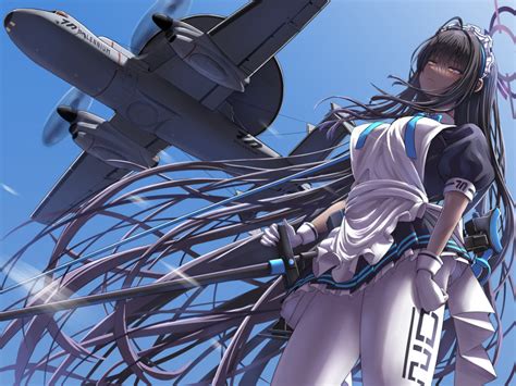 Safebooru 1girl Aircraft Airplane Anti Materiel Rifle Apron Awacs