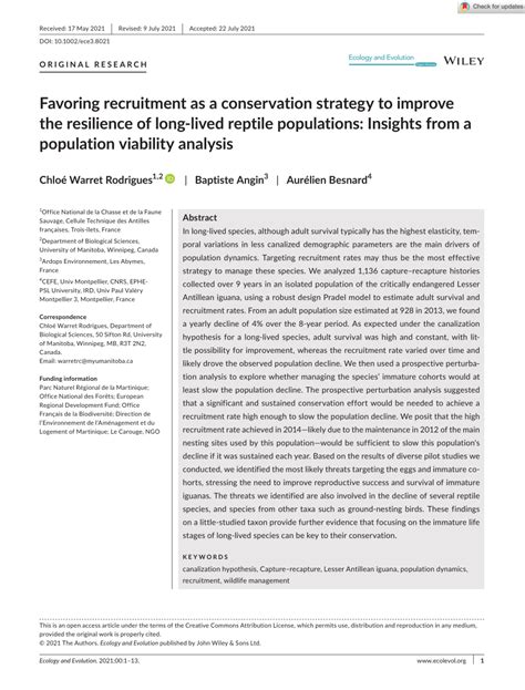 Pdf Favoring Recruitment As A Conservation Strategy To Improve The