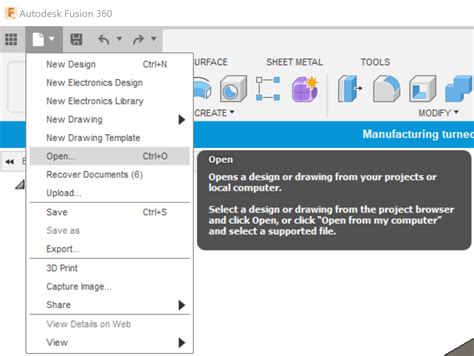 how to import or open a file in fusion 360