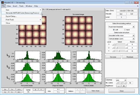 generate matlab code for 2 d decimated wavelet denoising and