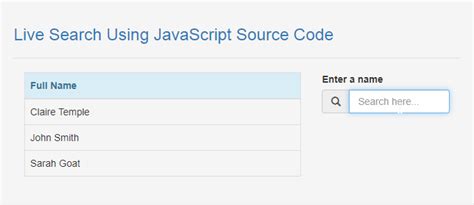 live search using javascript source code free source
