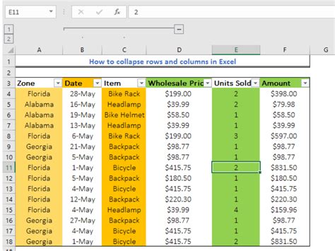 how to collapse rows and columns in excel excelchat