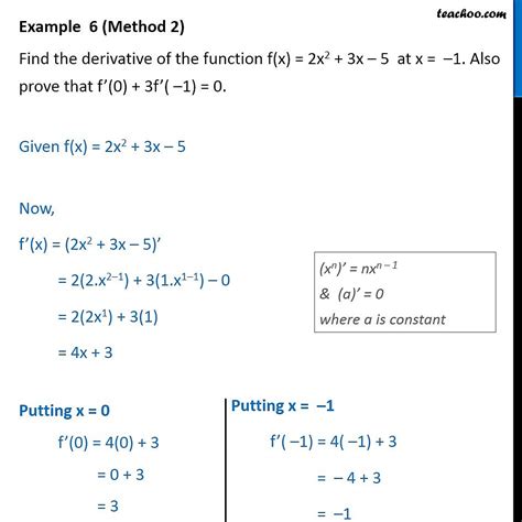 Example 6 Find Derivative Of F X 2x2 3x 5 At X 1