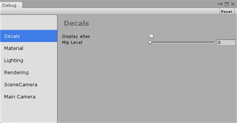 the render pipeline debug window
