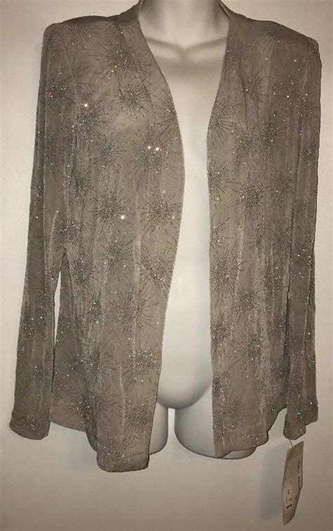 En Francais By Huey Waltzer Ladies 12 Embellished Stretch Grey Jacket