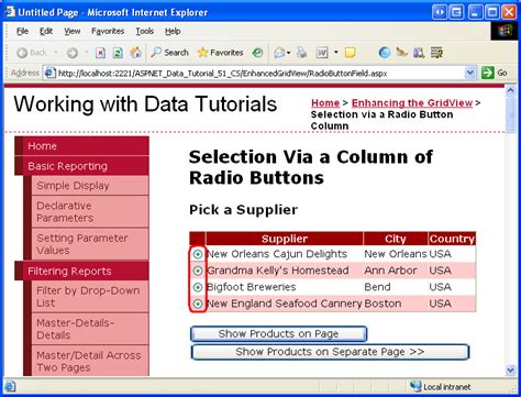 adding a gridview column of radio buttons vb microsoft