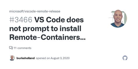 vs code does not prompt to install remote containers extension · issue