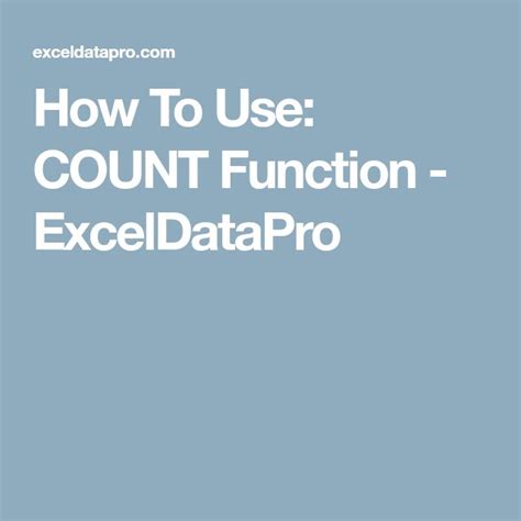 how to use count function exceldatapro being used function excel