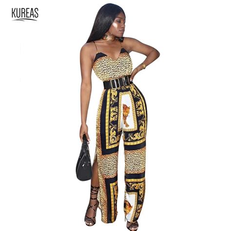 Kureas Dashiki Jumpsuit African Women Clothes Traditional Print Elastic